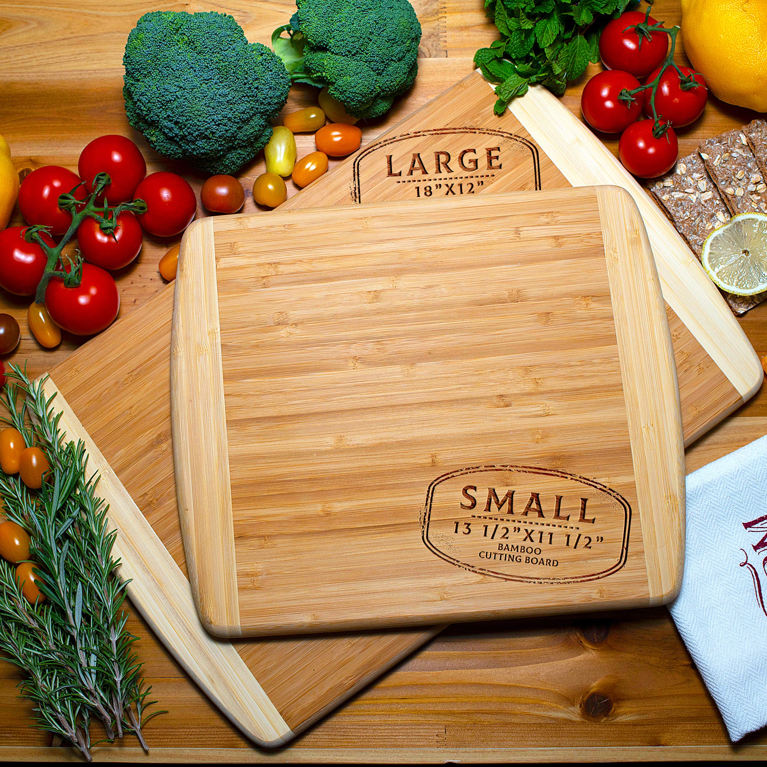 Personalized Cutting Board - 9 Designs |12" x 18"| Bamboo Cutting Board - Wedding Gifts for the Couple, Housewarming Gifts, Anniversary, Grandma Gifts, Engraved Kitchen Sign & Decor - 2 Tone Block