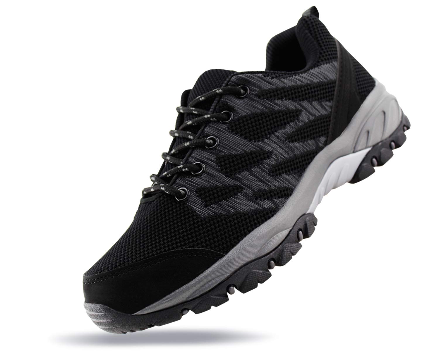 JABASIC Women Outdoor Hiking Shoes Lightweight Knit Sneakers (7,Black/Grey-1)