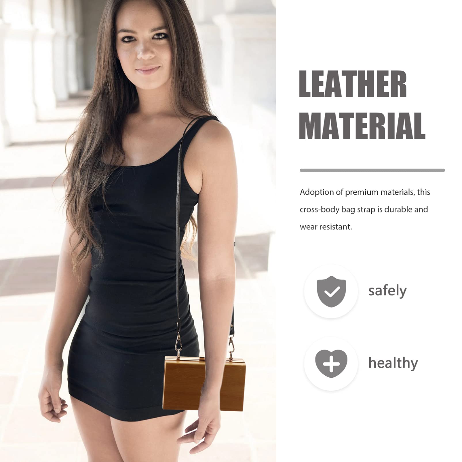 Luxshiny Pu Leather Adjustable Crossbody Strap for Small Bags Purse Wallet Clutch Phone Case Replacement Chain Strap Silver