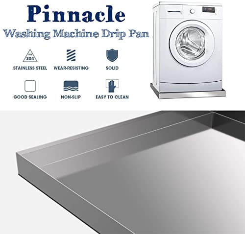 Pinnacle Woodcrafts 20.5 inches x 24 inches Stainless Steel Washing Machine Drip Pan: No-Rust Avoid Water Damage & Mold β Washing Machine tray with Custom Sizes β Welded Corners