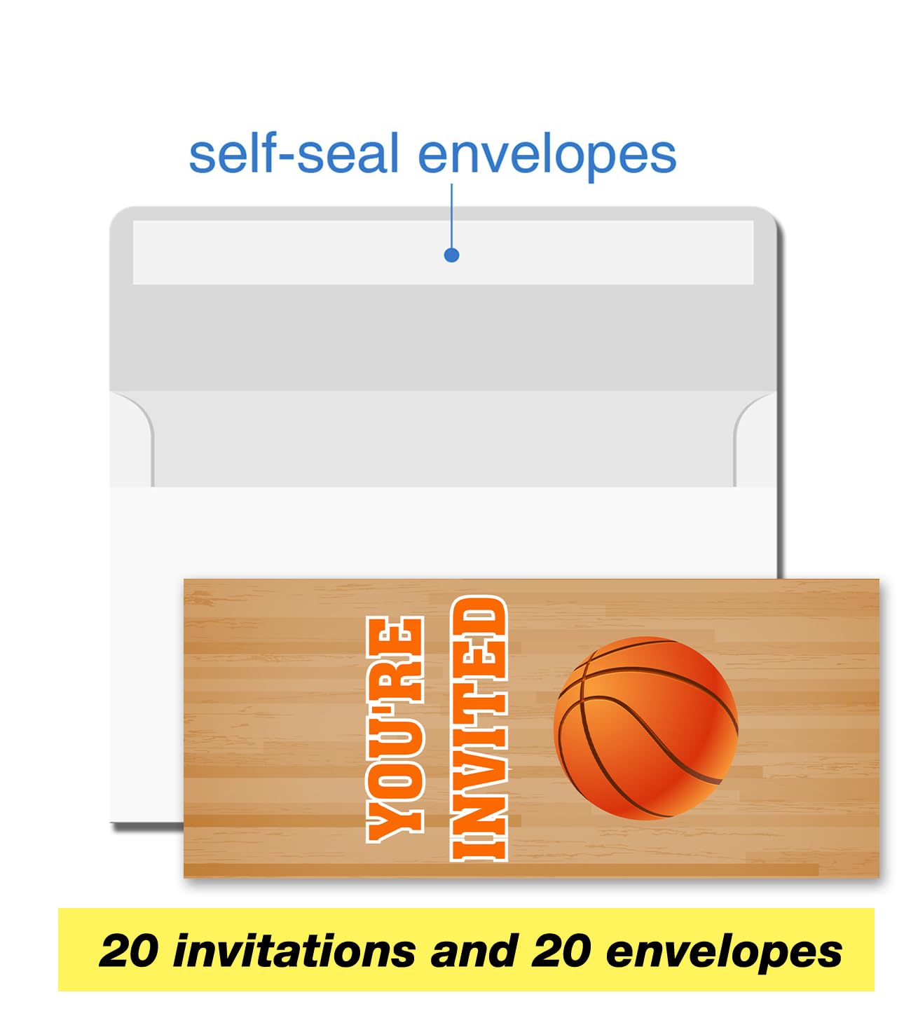 VAHATAN Basketball Birthday Party Invitations 20 Pack Basketball Theme Ticket Invitations with Envelopes Invites Cards