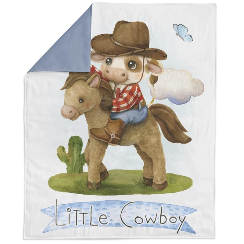 UNIQUE Little Cowboy Fabric Panel 29x39in, Quilting Panel, Baby Quilt Panel, Cotton Baby Panel, Blanket Panel, Sateen Cotton Fabric Panel for Quilting