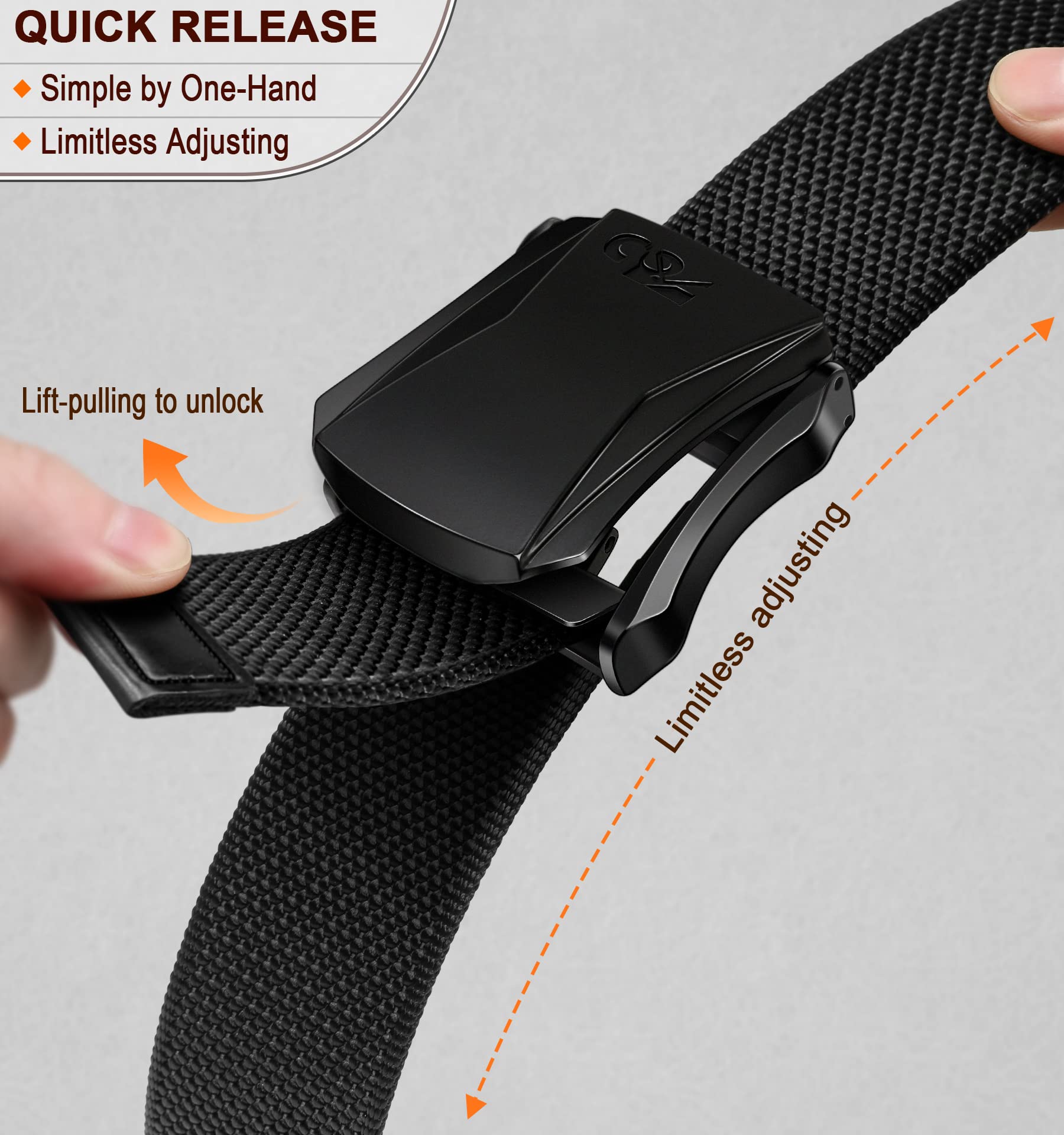 KEMISANT Mens Belt, Military Tactical Stretch Web Nylon Belt For Gift Men Hiking Hunting 1.5",Cut For Fit(Black,30"-34" Waist Adjustable)
