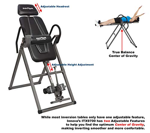 INNOVA HEALTH AND FITNESS ITX9700 Inversion Table with Memory Foam Lumbar Pad,white/off-white