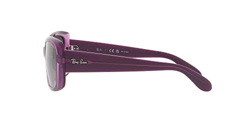 Ray-Ban Women's RB4389 Square Sunglasses, Transparent Violet/Grey Gradient Polarized, 55 mm