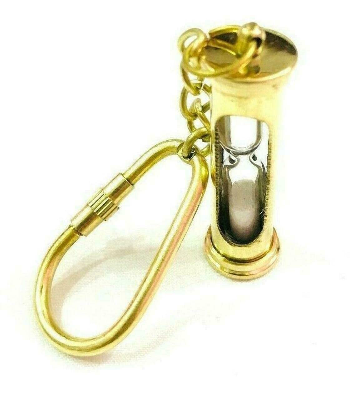 NAVIGATORS Unique Lot of 50 Brass Sand Timer Key Chains Mini Hourglass Key Rings Antique