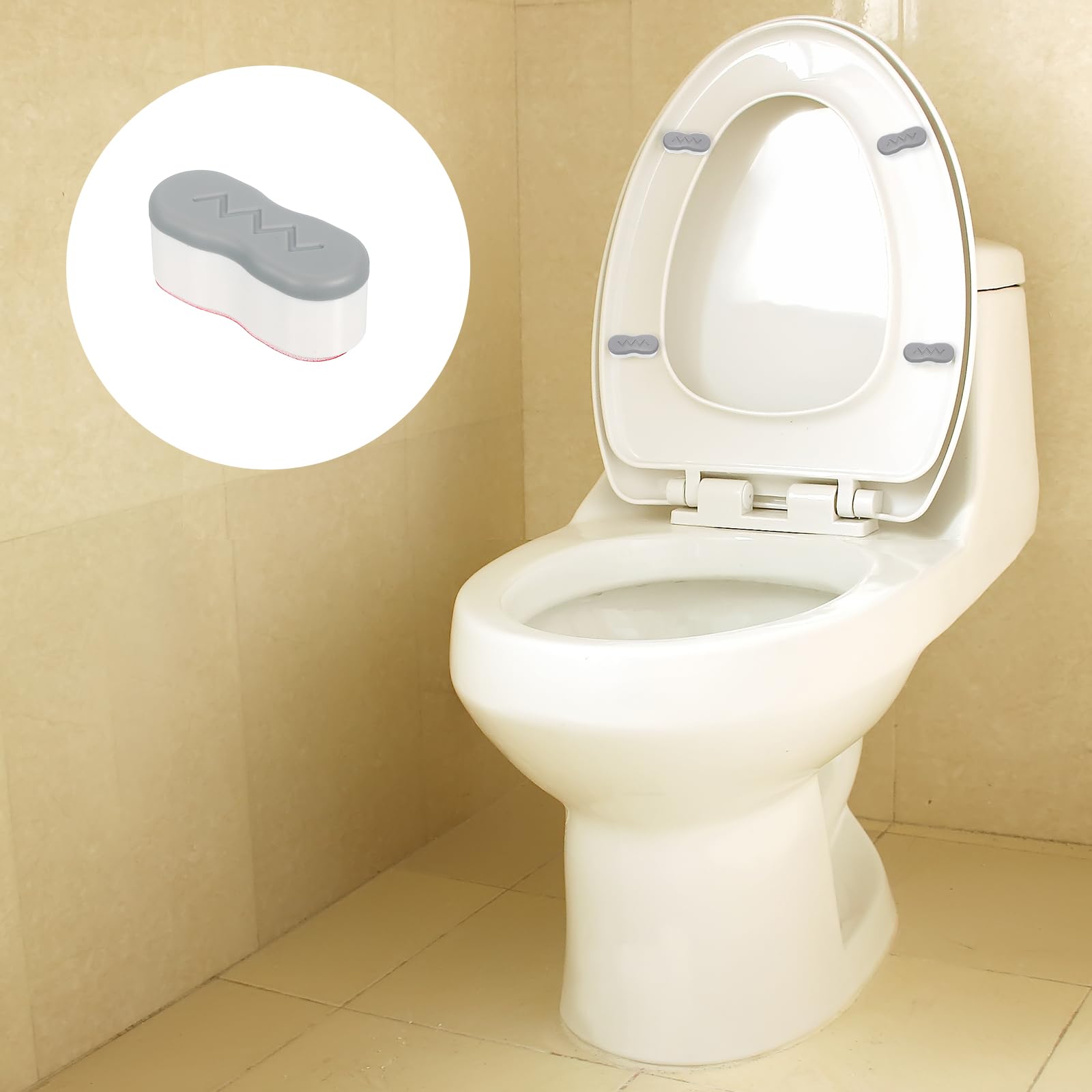 uxcell 5 Pcs Toilet Seat Bumper Kit, 18mm Thickness Bidet Bumpers Pads Rubber Curved Seat Spacer Replacement with Strong Adhesive for Toilet Cover