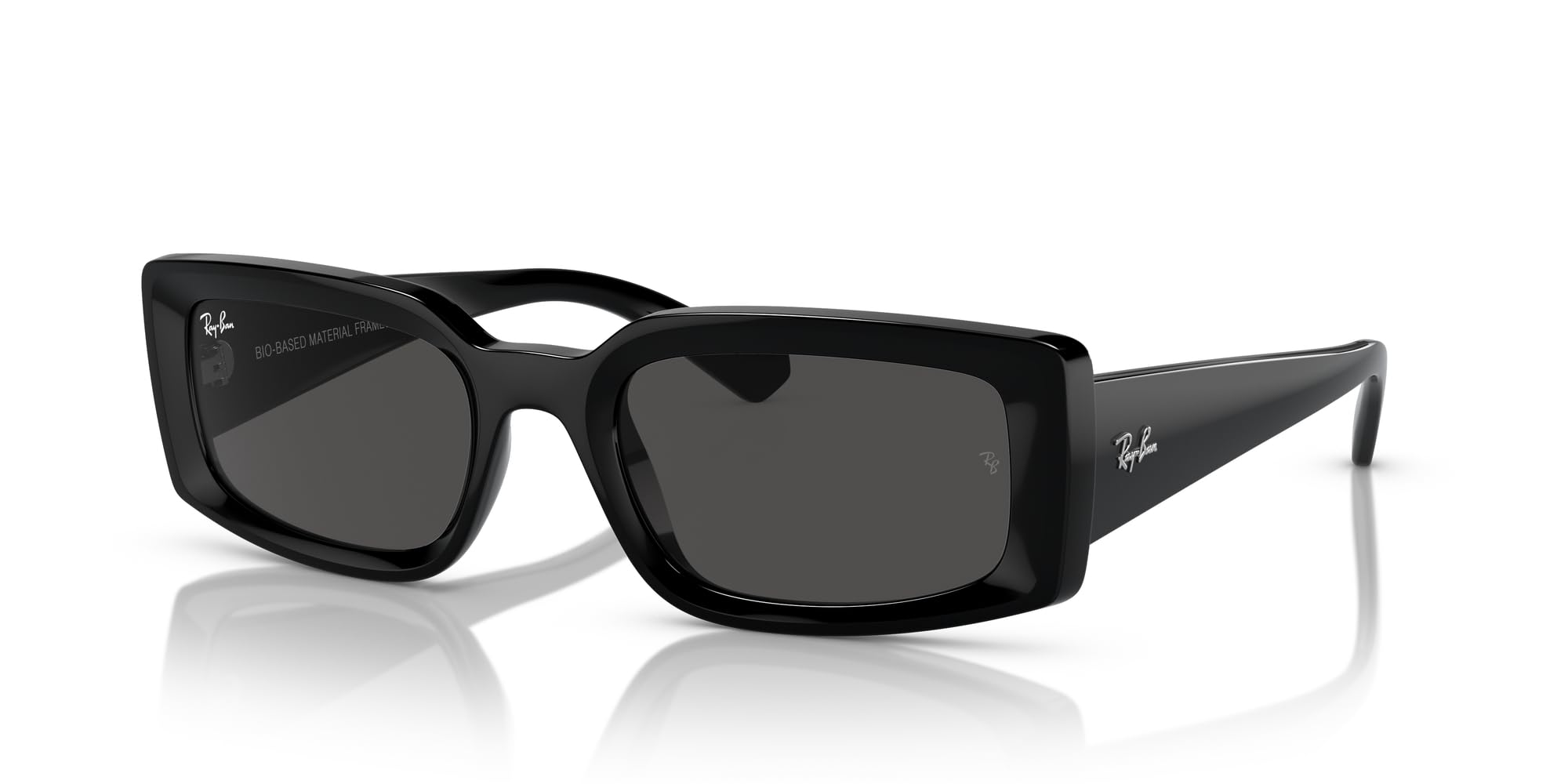 Ray-Ban Women's RB4395F Kiliane Low Bridge Fit Square Sunglasses, Black/Dark Grey, 54 mm