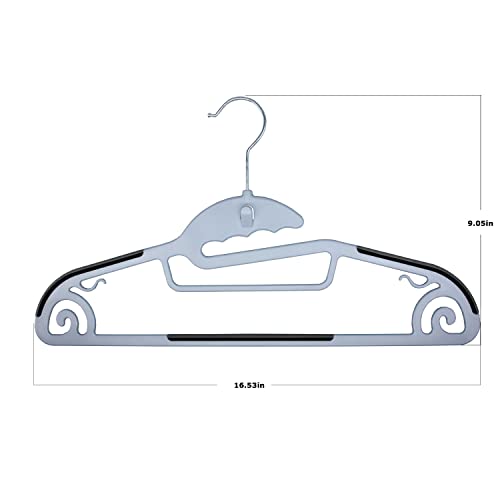 Sisnails Coat Hanger with Clothes Hanger Connector Hooks,Non-Slip Design, 0.2 Inches Thick, 360 Degree Swivel Hook,Dark Gray,10Pack