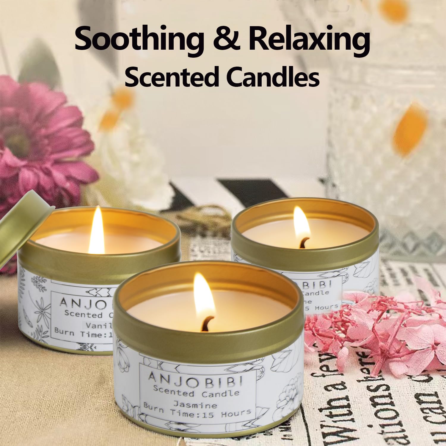 Vanilla Scented Candle Gifts for Women (2 Pack for Gold) - 2 Oz - 15 Hour Burn Time Long Lasting Candle,All Natural, Soy Candles, Soothe