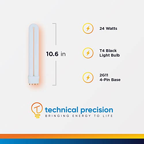 Technical Precision Black Light Replacement for 24 Watt B24W Stinger Replacement Bulb BK100, BK300, BK310, BK500, BK510 Bug Killers - 10.6β Overall Height - 1 Pack
