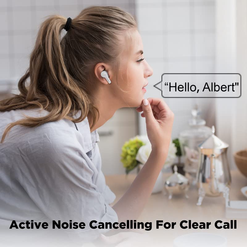 Wireless Earbuds, Active Noise Cancelling Earbuds with Bluetooth 5.2 - Portable Charging Case - Microphone, 8H Active Noise Reduction, Bluetooth Earbuds with Clear Call Game Mode Voice Assistance