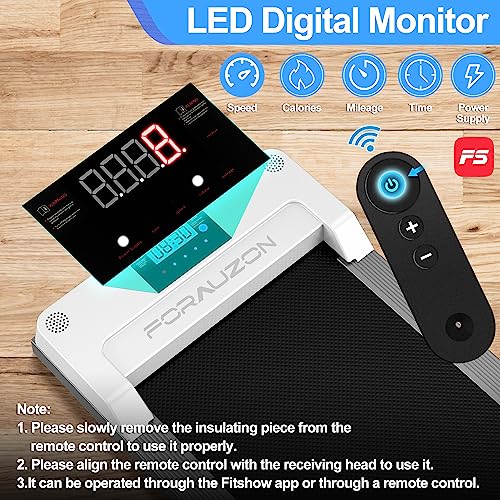 Under Desk Treadmill 2 in 1 Walking Pad Desk Treadmill, Powerful Quiet Walking Jogging, Bluetooth Audio Treadmill with LED Display, Running Treadmill Work with Remote Control & App, Installation-Free