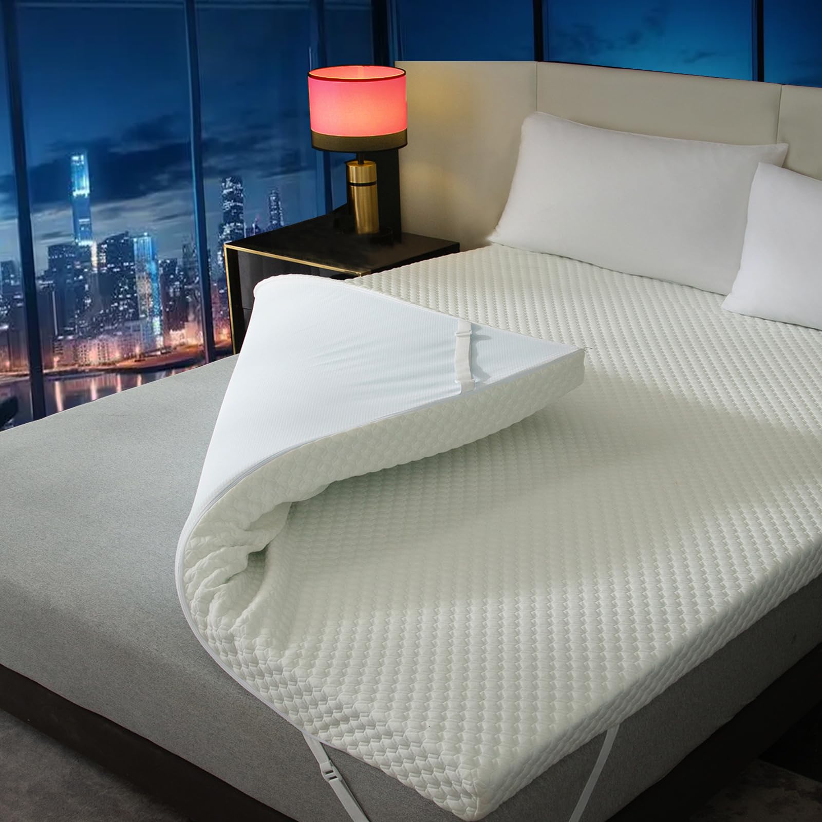Yarnsoft 3 Inch Gel Memory Foam Mattress Topper Twin Size, Cooling Mattress Pad Cover, Non-Slip Removable & Washable Cover,Soft & Breathable