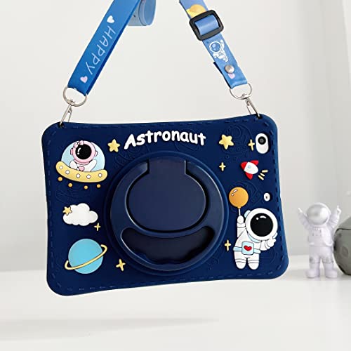 Silicone Astronaut Pattern Tablet Case with Built-in Foldable Rotatable Stand Kickstand Shockproof Cover Case for Samsung Galaxy Tab A8 10.5 2021 X200/X205