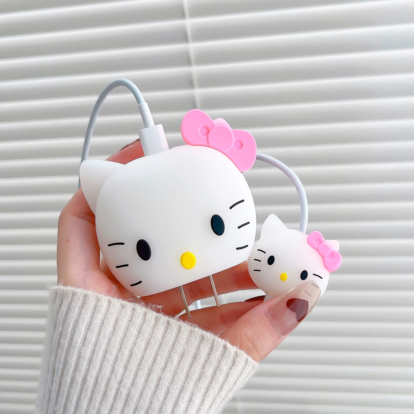 TXGOT for Apple 20W USB-C Power Adapter Charger 3D Cute Cartoon Designs Protective Case,Cute Cartoon Lightning Cable Protector Cover for iPhone Charger (KT)