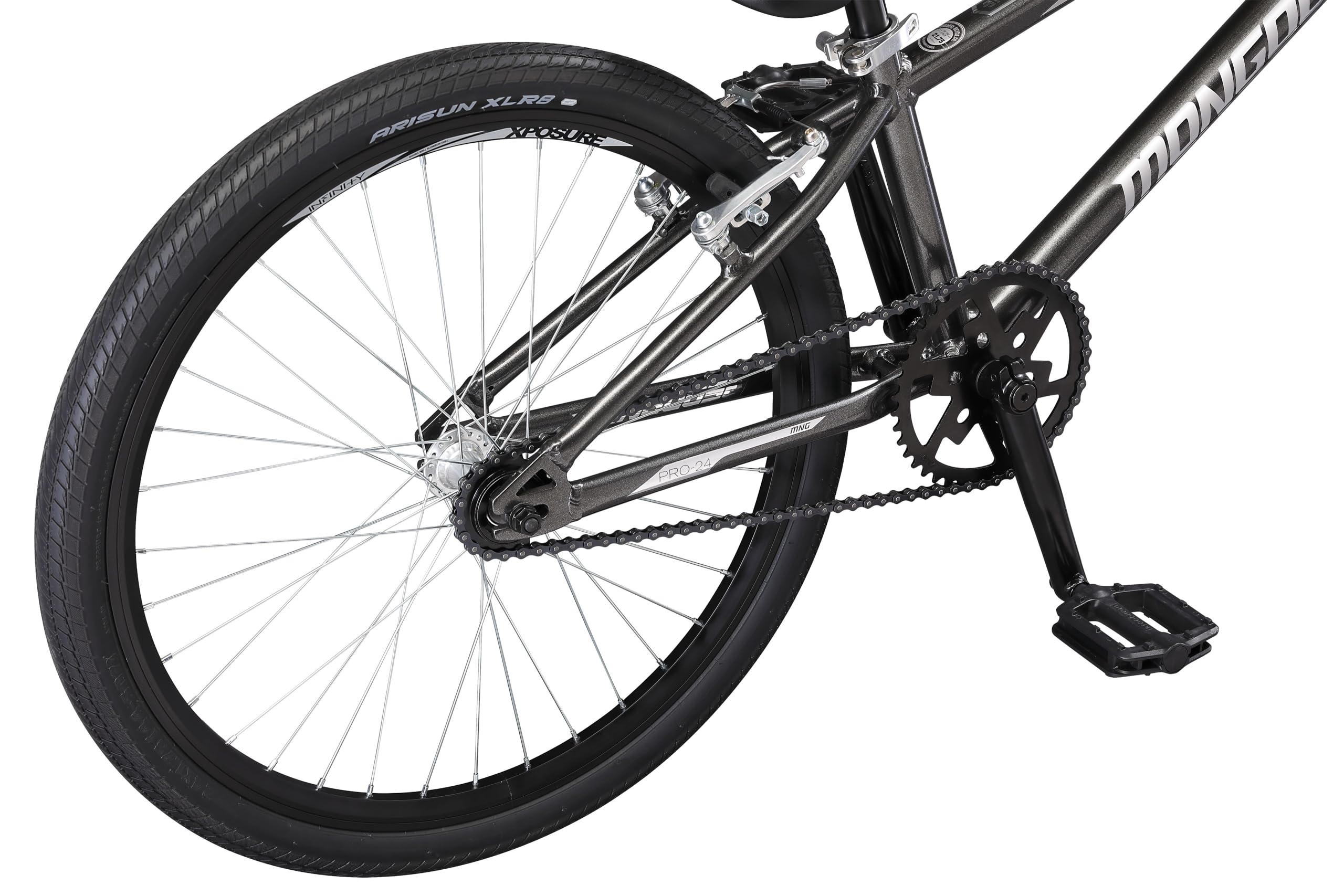 Mongoose Title Pro XXL BMX Race Bike, 24-inch Wheels, Beginner Riders, Lightweight Tectonic T1 Aluminum Frame and Internal Cable Routing, Charcoal