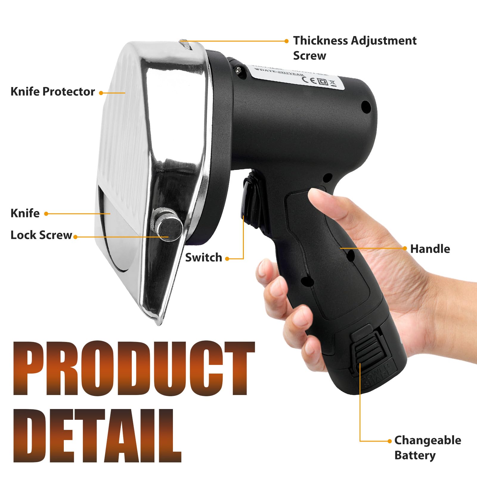 SOKO Cordless Electric Gyro Kebab knife portable Shawarma Cutter Doner Kebab slicer Machine, Fast Charger and 12V battery 2 Blades,80w, black