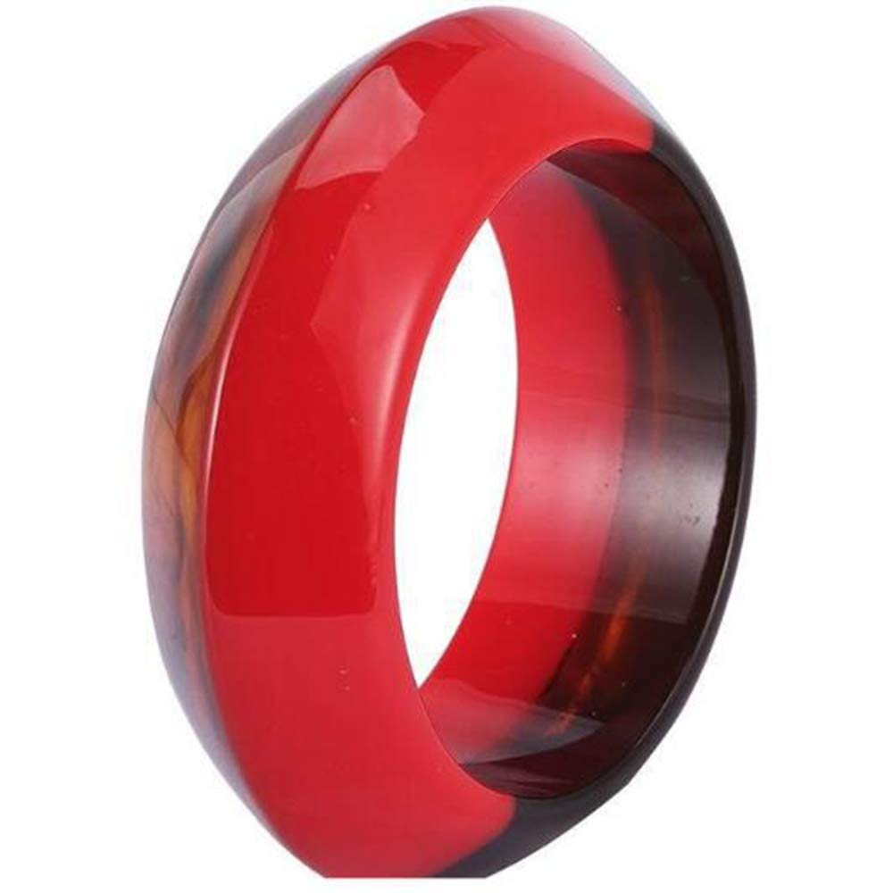 Jude Jewelers Fashion Stylish Acrylic Resin Plastic Statement Clocktail Party Bangle Bracelet (Brown-Light Red)