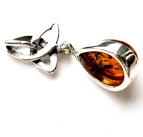 Ian and Valeri Co. Amber Sterling Silver Celtic Drop Pendant