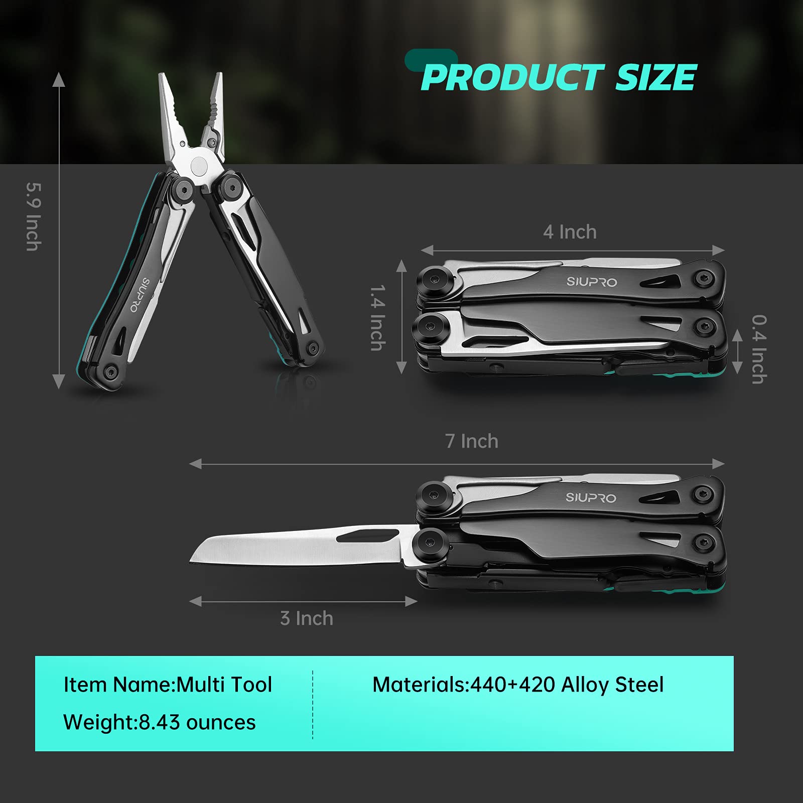 SIUPRO Multitool Pocket Knife, Multi Tool Pliers with Clip for Men and Women, Valentines Day Gifts for Him Boyfriend, Multipurpose Utility Tactical Scissors for Camping, Survival