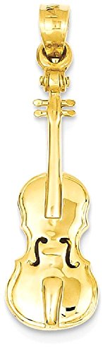 IceCarats 14K Yellow Gold Violin Necklace Charm Pendant Only