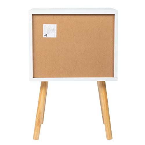 UDeuxff Nightstands,Bedside Table with 2 Drawers &Wood Legs,Wood Accent Table,Side Table End Table for Bedroom,Living Room,Dorm,Easy Assembly (1 Pack)