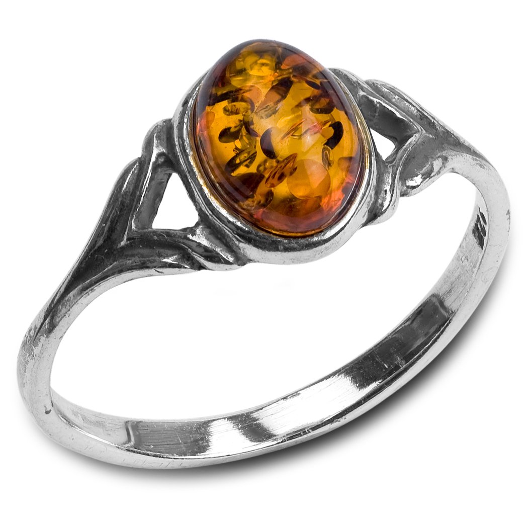 Ian and Valeri Co. Baltic Amber Sterling Silver Celtic Small Thin Ring