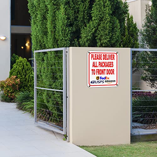 Please Deliver All Packages to Front Door Delivery Sign for Delivery Driver - Delivery Instructions for My Packages from Amazon, FedEx, USPS, UPS, Indoor Outdoor Signs for Home, Office, Work, 8.5"x10"
