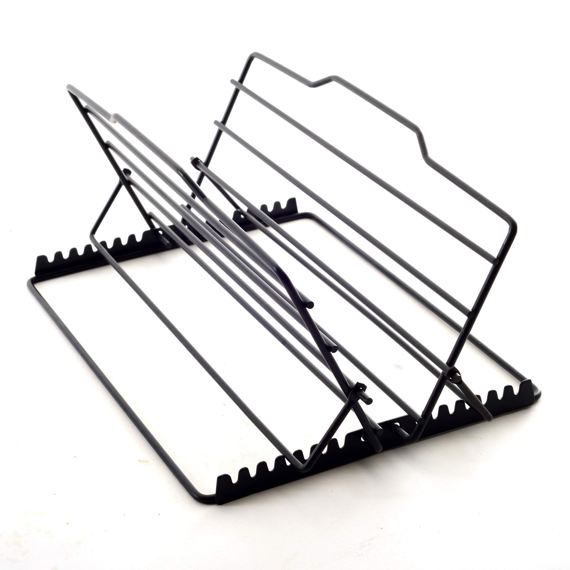 Norpro 7 Position Adjustable Non Stick V Shaped 7 x 11 Inch Roasting Rack, Black