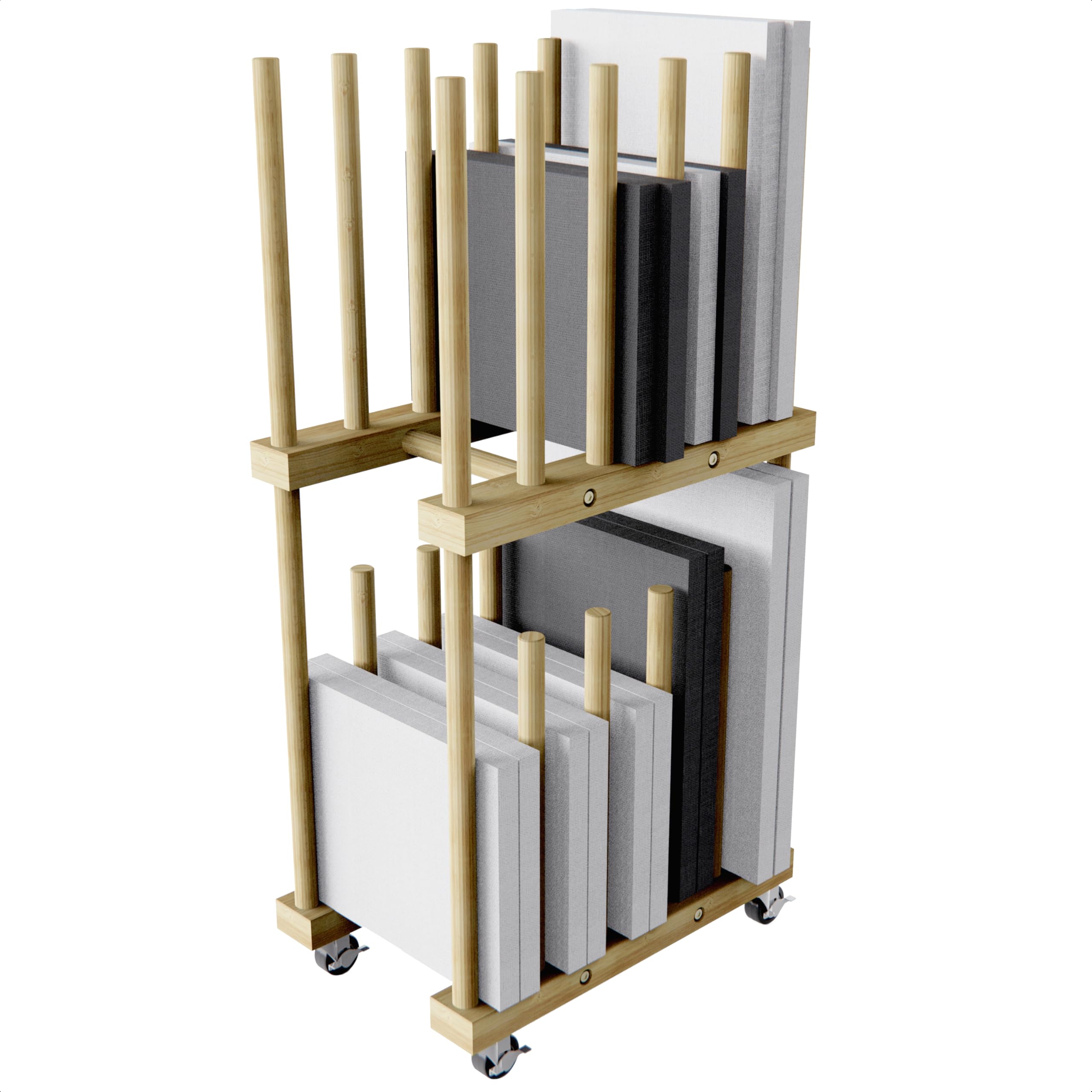 UNZERO 2 Tier Art Storage Rack, Art Drying Rack, Painting Storage Rack, Art Canvas Storage Rack for Drawing Board, Picture Frame, Panel, Paper Pad for Art Studios,Gallery (9.7''D x 15''W x 29''H)