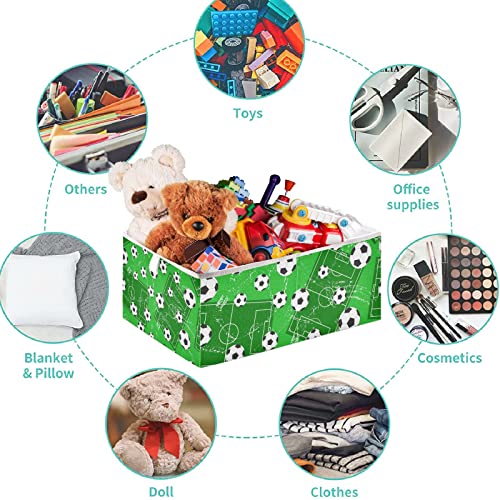 visesunny Rectangular Shelf Basket Football Gate and Soccer Ball Clothing Storage Bins Closet Bin with Handles Foldable Rectangle Storage Baskets Fabric Containers Boxes for Clothes,Books,Toys,Shelves