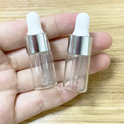 TAODAN Glass Dropper Bottles 10pcs 3ml Clear Glass Vials Sample Dropper Bottle Empty Essential Oils Bottles With Pipettes