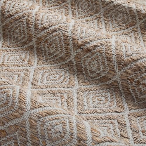 TOWN & COUNTRY TERRA Nalani Textured Diamond Hand-Knotted Flatwoven 100% Natural Jute Area Rug, Brown, 3'x5'