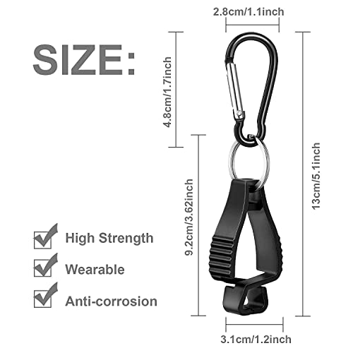 RICHARDJOV 6PCS Glove Clip Holder Safety Work Gloves Clip for Belt, Metal Glove Keeper Loop Glove Grabber Clip Holder(Black)