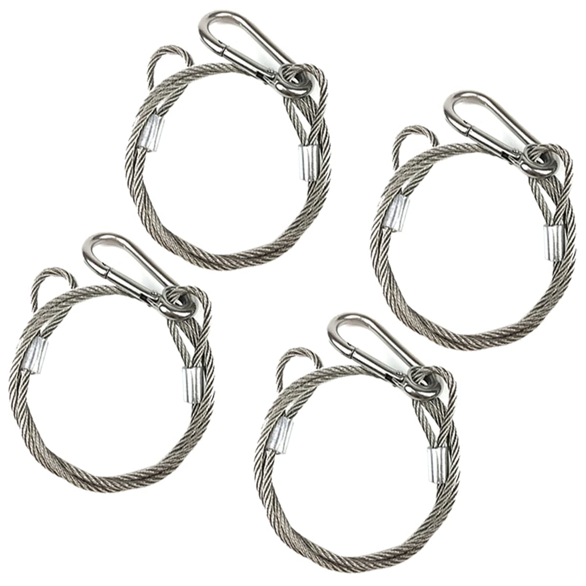 M-FV Stage Lights Safety Cable 110lb 176lb Load Duty 31.5’’ Stainless Steel Safety Rope for DJ Stage Lighting Par Light Moving Head Light (4mm-4pack)