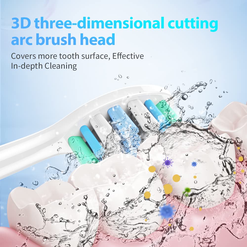Replacment Toothbrush Heads Compatible with Philips Sonicare ProtectiveClean,DailyClean,HealthyWhite Electric Toothbrush, Replacment Brush Heads Refills, 8 Pack (White-8 Pack)