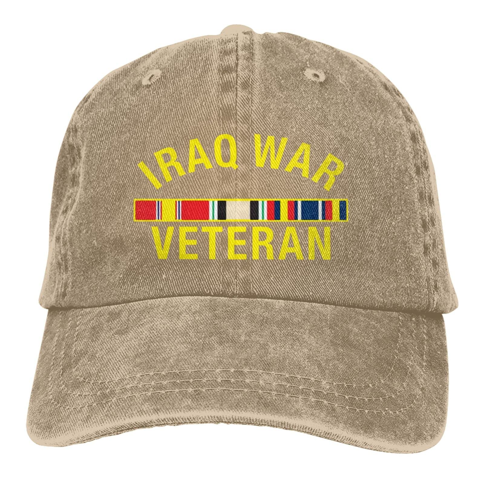 Menglo Iraq War Veteran Unisex Adjustable Cap Trucker Hats Dad Baseball Hats Cotton Cowboy hat Natural