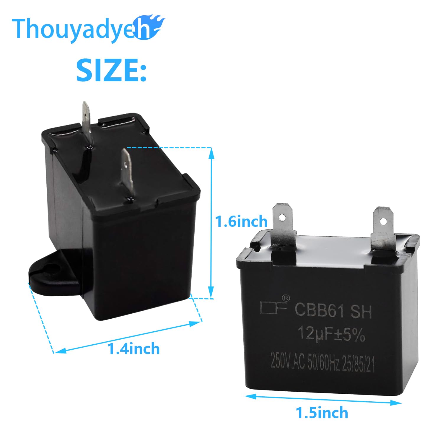 WPW10662129 Capacitor for Whirlpool&Kenmore Refrigerator and Freezer Compressor Run Replaces 945508 1100804 1114291