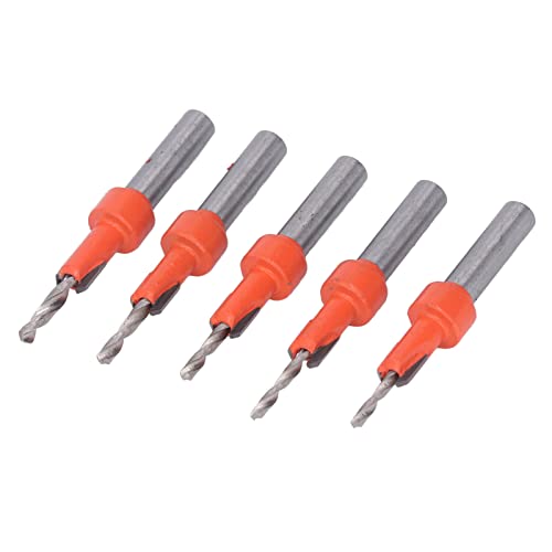 Taper Drill, 5 Set Countersink Drill Bit Kit Deep Chip Groove Long Life Span Easy to Carry Professional for Woodworking
