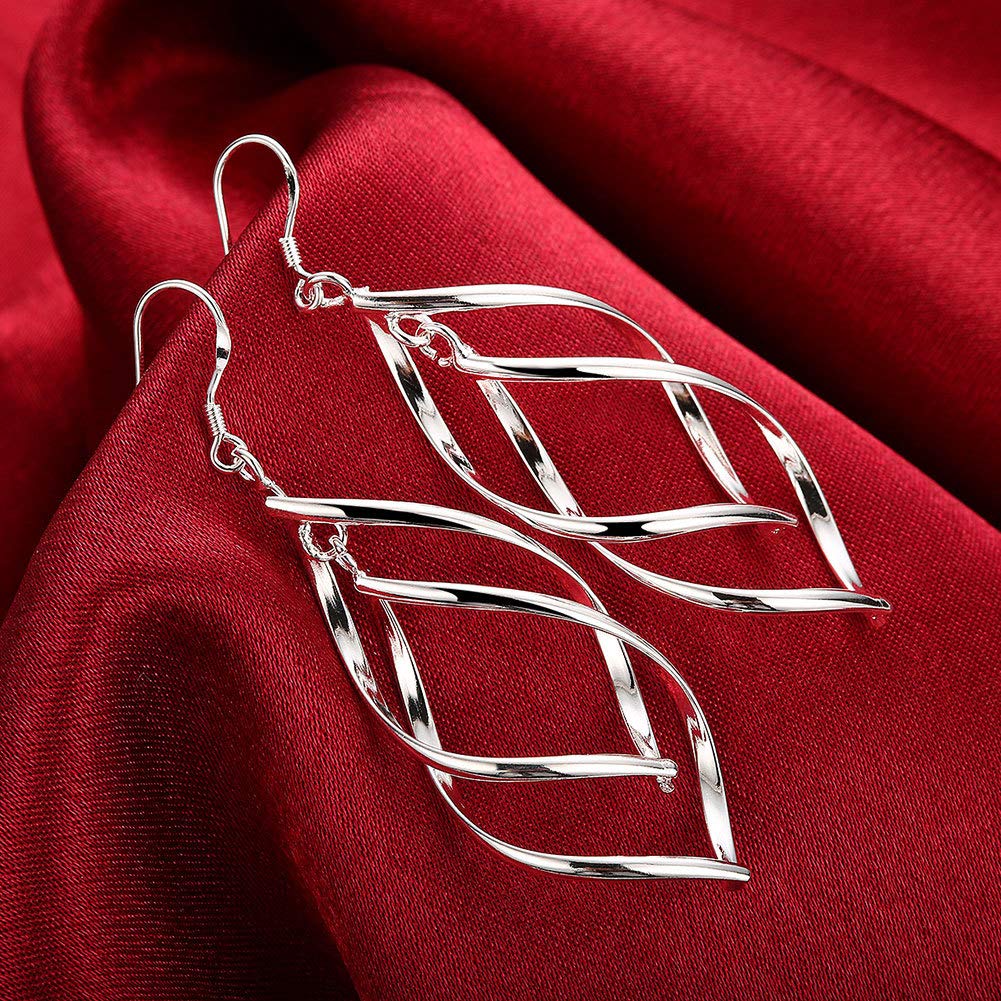 Jewdreamer 12 Pairs Classic Silver Plated Dangle Drop Earrings for Women Simple Long Thread Fashion Line Christmas Earring Set