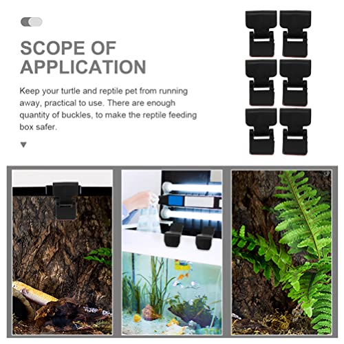 VILLCASE 6pcs Reptile Terrarium Covers Screen Clips, Anti- Escape Reptile Plastic Terrarium Buckle for Aquariums, 5.00X3.00X2.50cm/1.97X1.18X0.98in