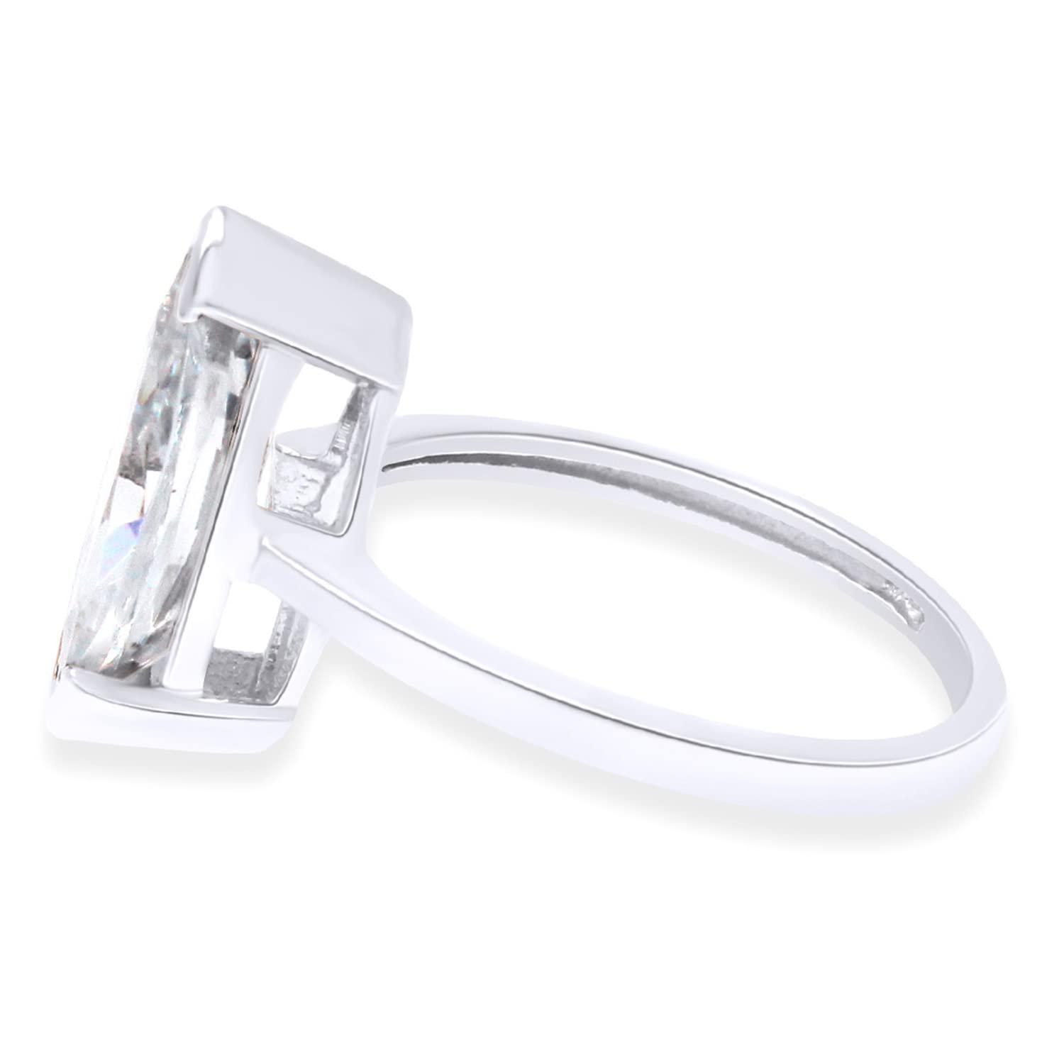Jewel Zone US 4 1/2 Carat Marquise Cut White Cubic Zirconia Solitaire Engagement Ring In 14k White Gold Plated 925 Sterling Silver (4.50 Cttw) Ring Size - 5