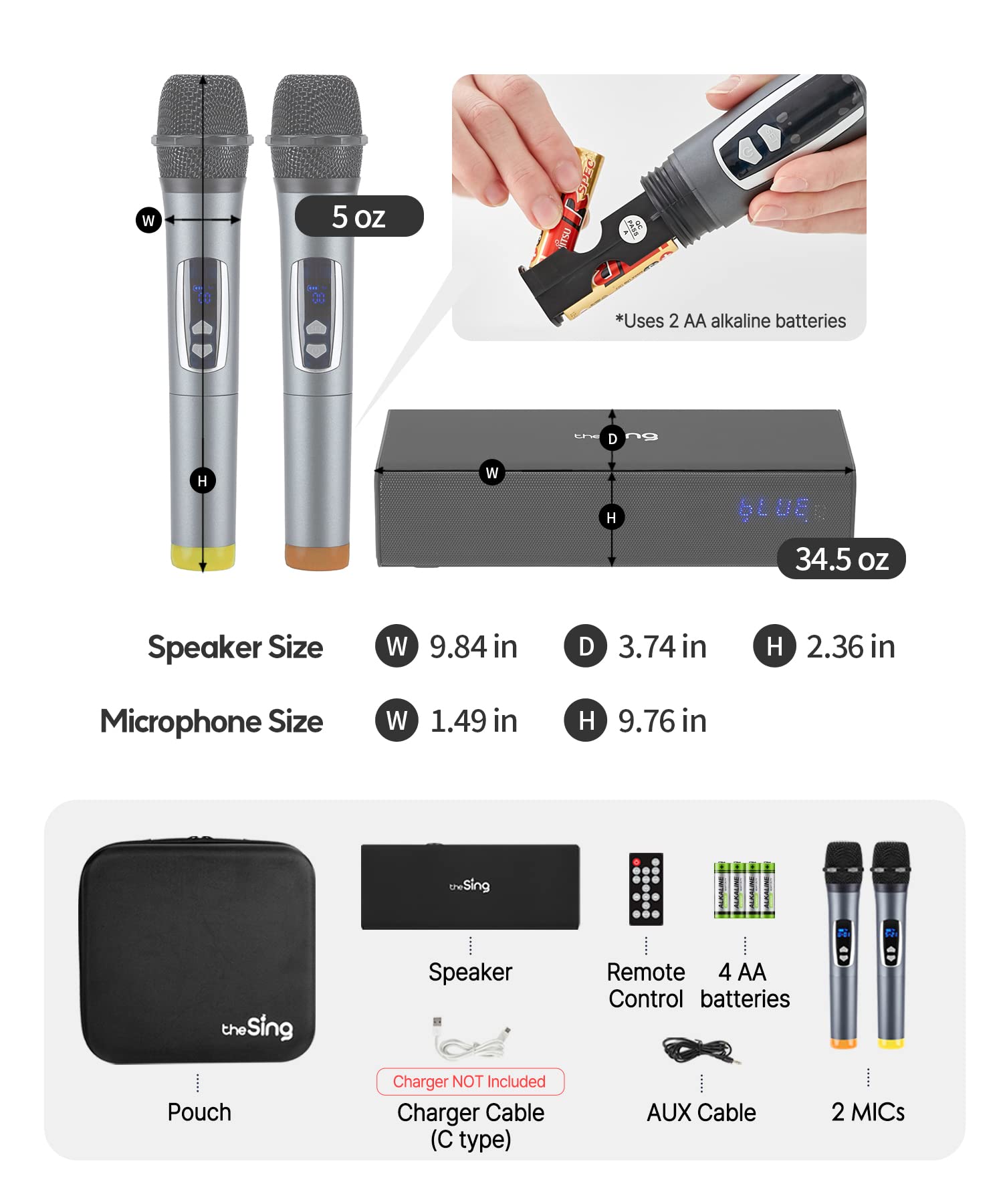 M200 - Bluetooth microphone with speaker - Karaoke machine with Bluetooth microphone - Karaoke Speaker for adults - Wireless Portable PA system - Karoke system set for party (M200) (M200 Set) (M200)