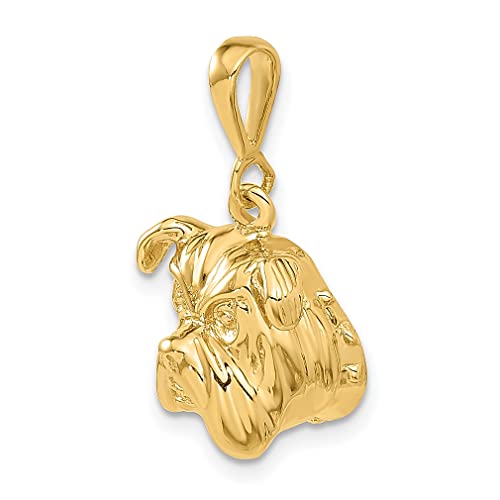 IceCarats 14K Yellow Gold Bulldog Necklace Charm Pendant 26mm x 16mm Only