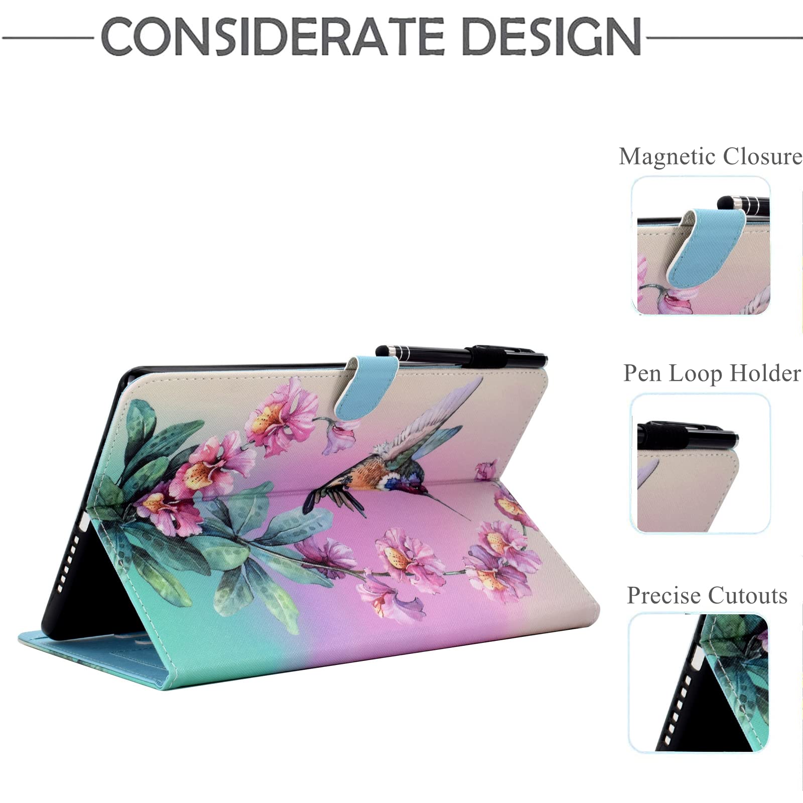 KEROM Case for Fire HD 10 & 10 Plus Tablet (11th Generation, 2021 Release), PU Leather Folio Cover Folding Stand Case for Fire HD 10.1 inch Tablet 2021, with Auto Sleep Wake