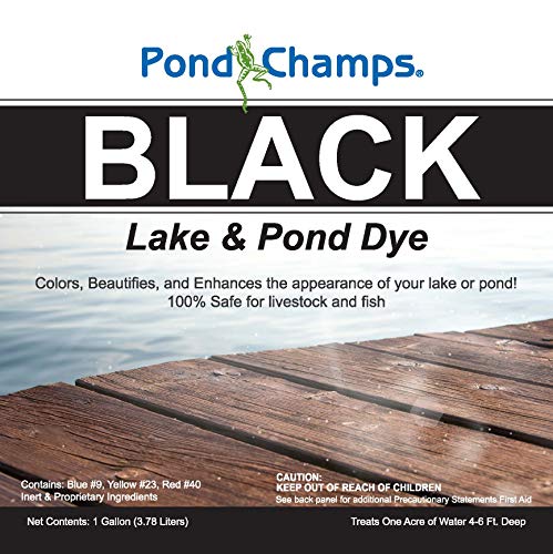 Pond Champs Black Lake & Pond Dye β One Gallon of Deep Black Pond Colorant β Treats 1 Acre β Keeps Pond Safe from UV Rays - Safe for Fish, Wildlife, Pets & Children