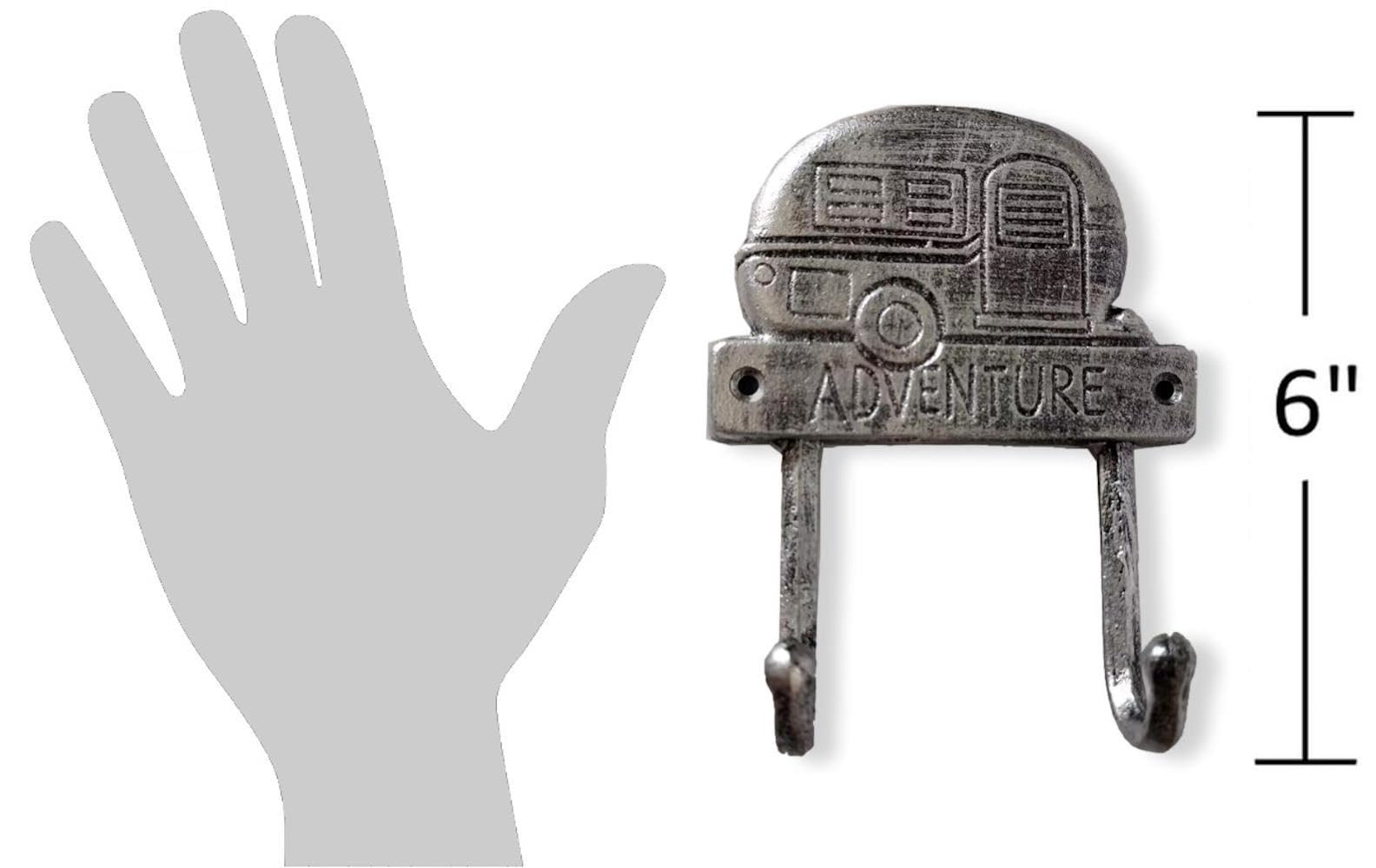The Bridge Collection 6" Camper with Hooks - Coat Hanger Cabin Decor - Cast Iron Camper Hanger for Coats - Fun Camper Decor for Kids Bedroom - Gift for Kids and Camping Lovers - Hanger with Two Hooks