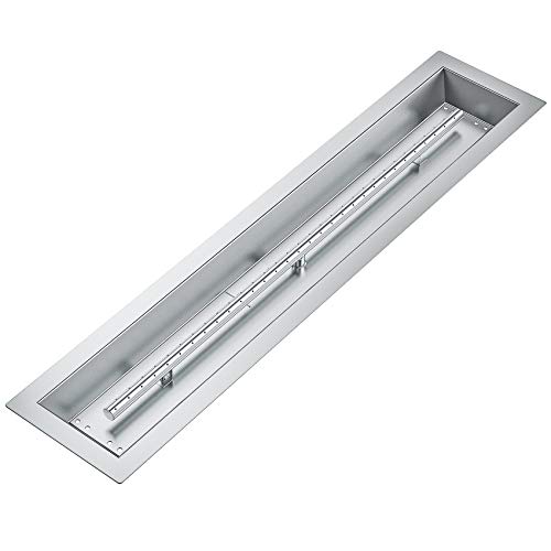 Skyflame Linear Stainless Steel Drop-in Fire Pit Pan and Burner for Indoor/Outdoor, 36 by 6 Inch Burning Area