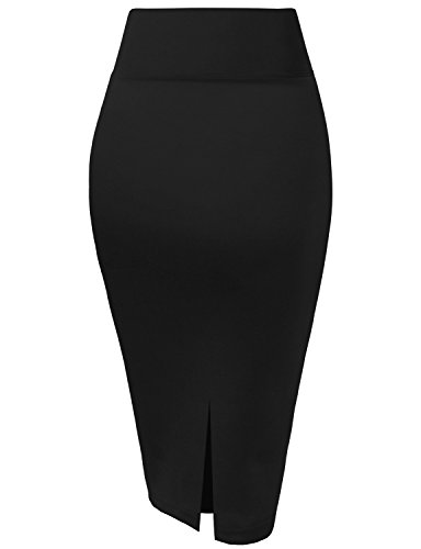 Hybrid & Company Womens Nylon Ponte Stretch Office Pencil Skirt Made below Knee KSK45002 1073T Black S